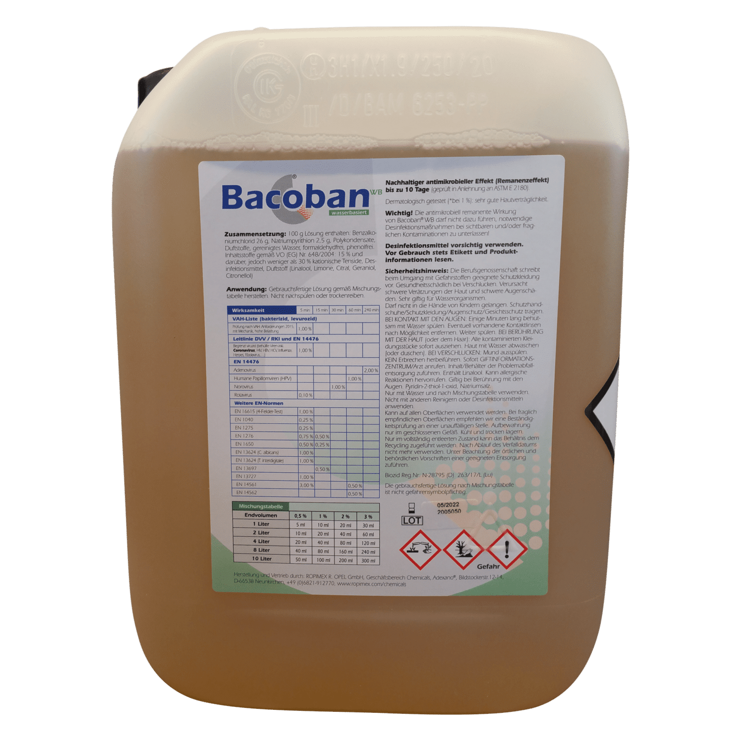 5 liters of BACOBAN® concentrate for 500 liters of long-term surface ...