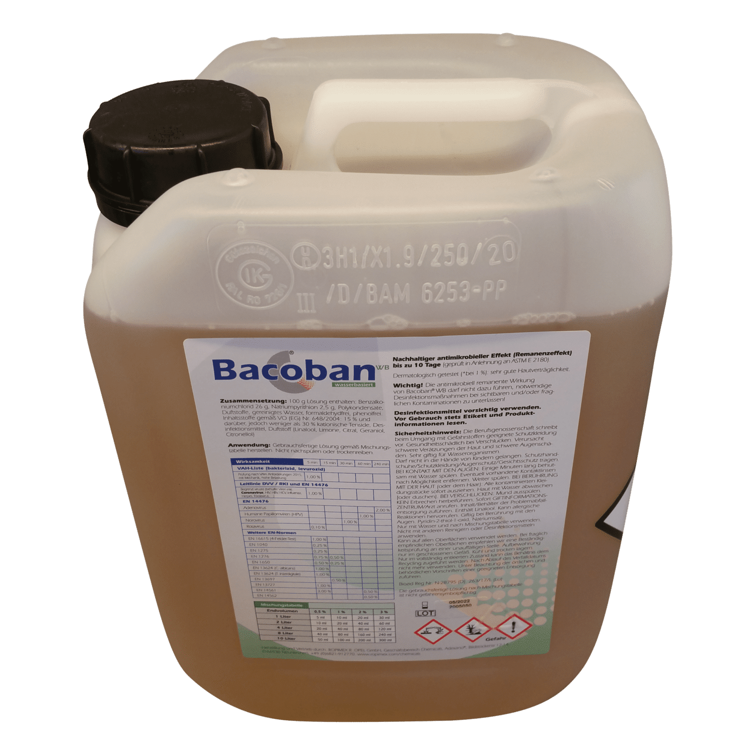 5 liters of BACOBAN® concentrate for 500 liters of long-term surface ...